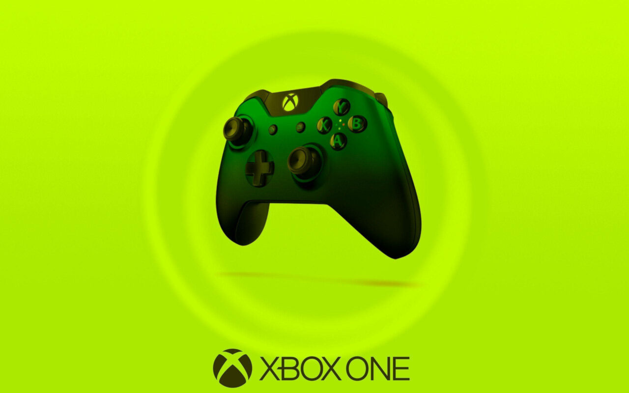 Sleek Xbox One Controller on Green Circle Wallpaper | Background FREE ...